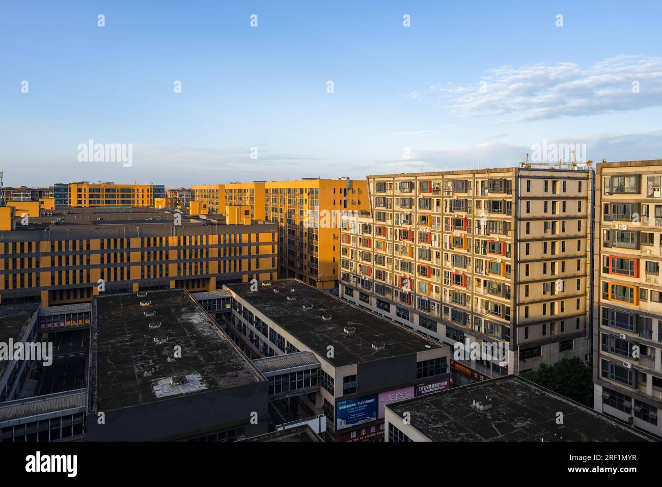 The sunrise over Chengdu apartment Stock Photo - Alamy