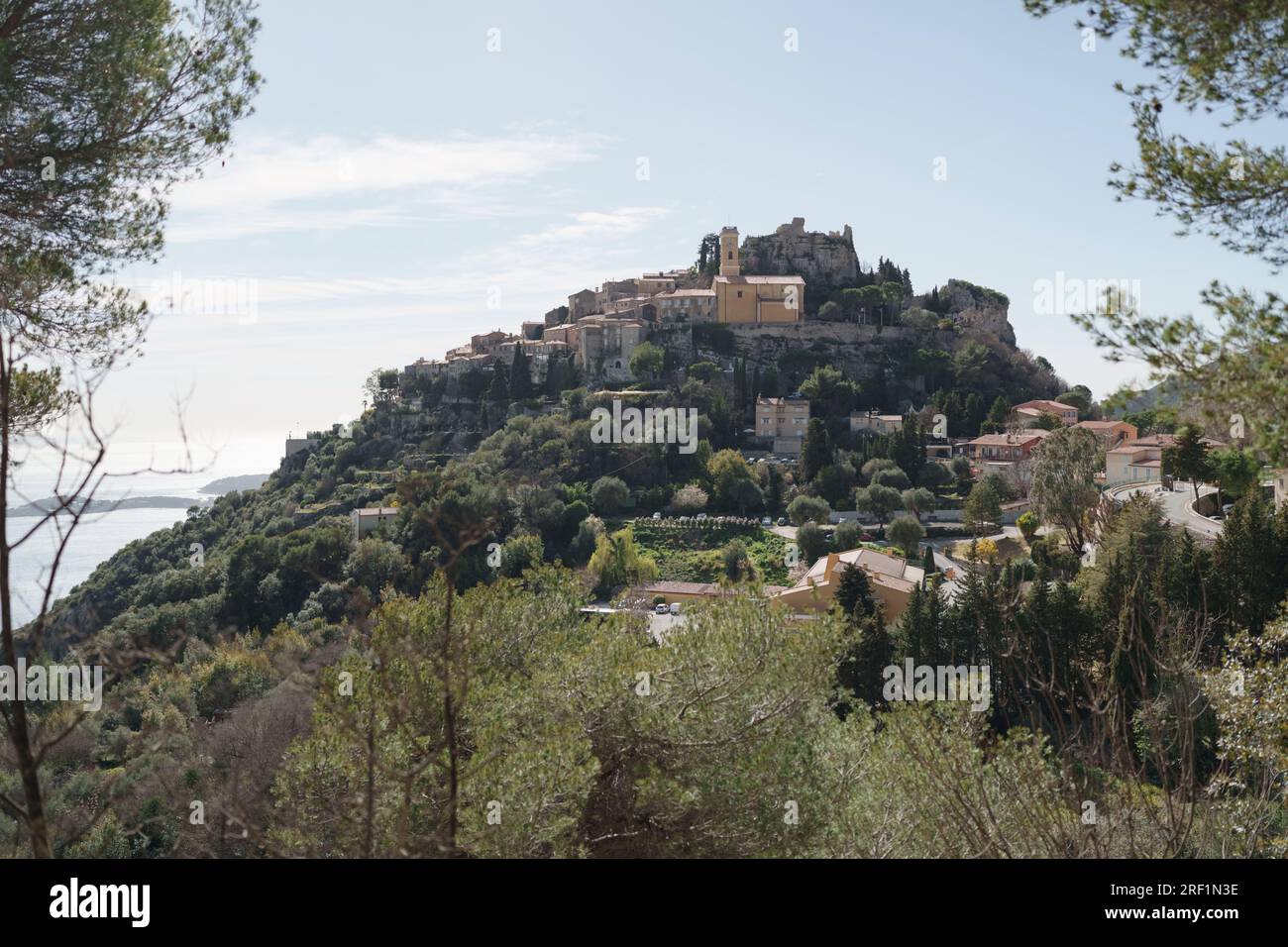 EZE, FRANCE - MARCH 10, 2023: Panoramic shot of Eze village with ...