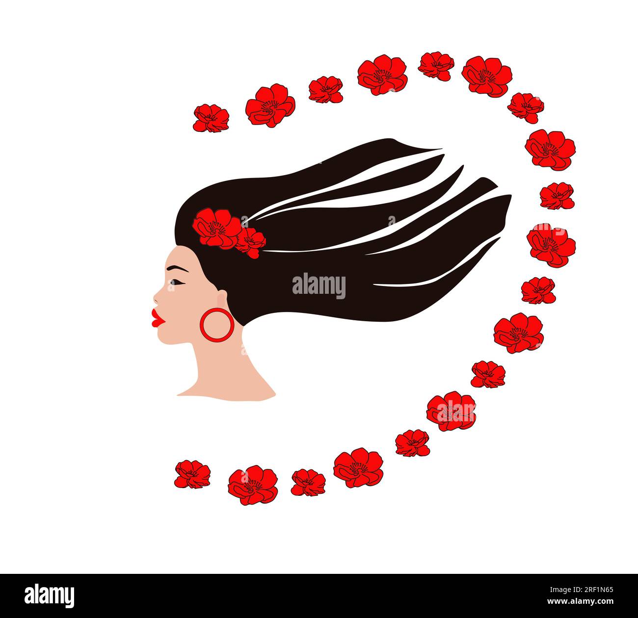 A Beautiful Young Woman With Long Hair With A Flower Frame An Asian Woman T Shirts A Beauty