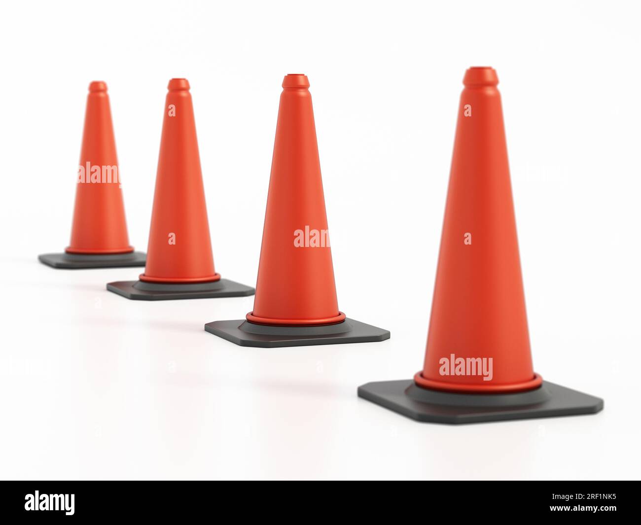 Traffic cones isolated on white background. 3D illustration Stock Photo ...