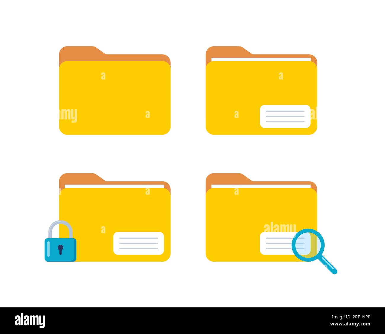 Folder with search icon, magnifying glass, lock and finger print ...