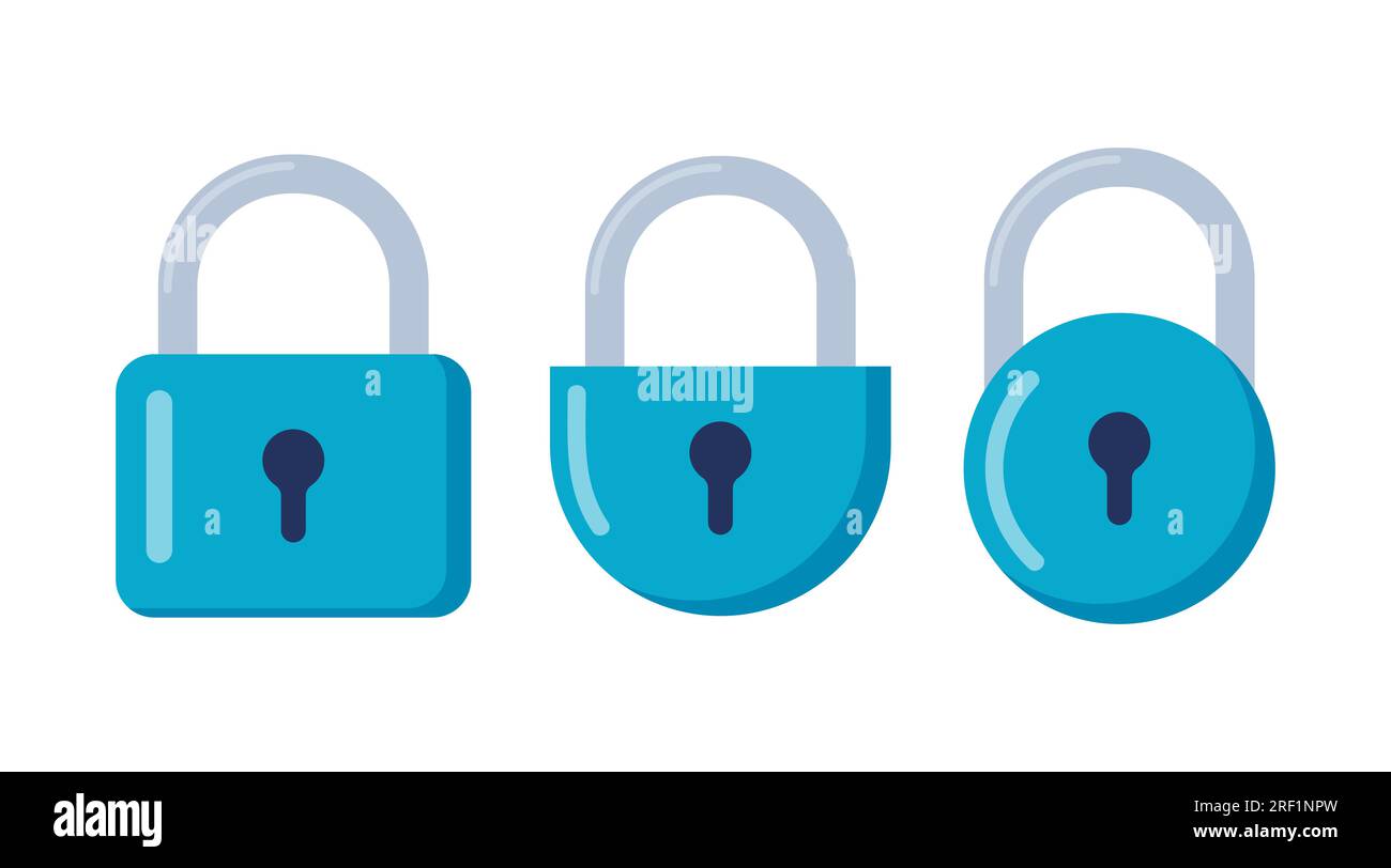 Collection of Padlocks. Lock for safety and security protection. Locked secure mechanism ...