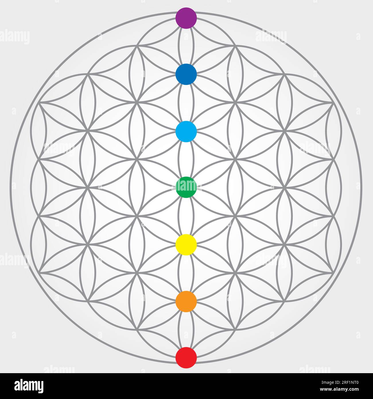 Flower of Life Symbol in Gray Colors, Cosmic Universe Energy Wheel with ...