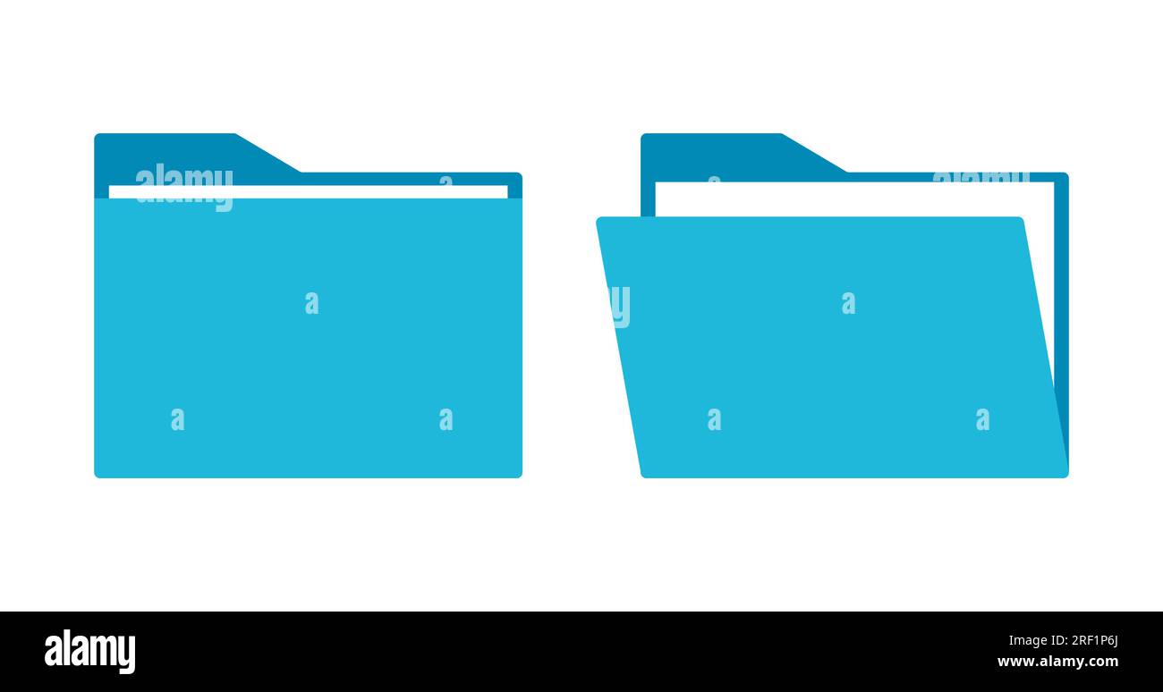 Open folder and close folder. Folders with documents. Blue Folder icons. Vector illustration ...