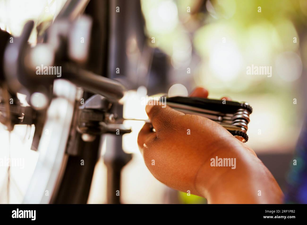 Image showcasing female hand using specialized equipment to adjust the ...