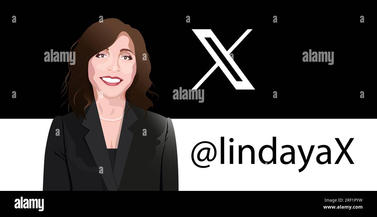 Twitter CEO Linda Yaccarino and the new Twitter logo X Stock Photo - Alamy
