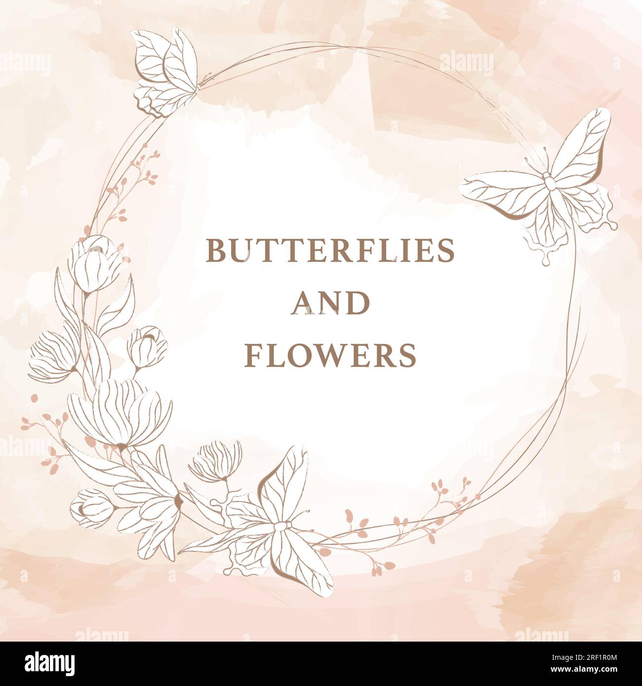 Summer watercolor frame with butterflies Stock Vector Images - Alamy