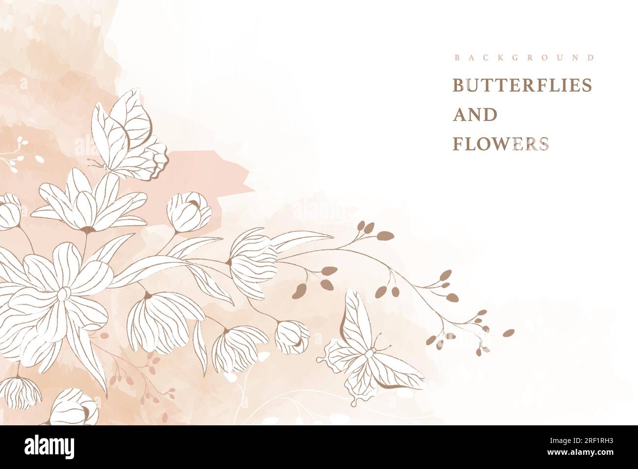 pink botanical background with flowing composition of flowers and ...