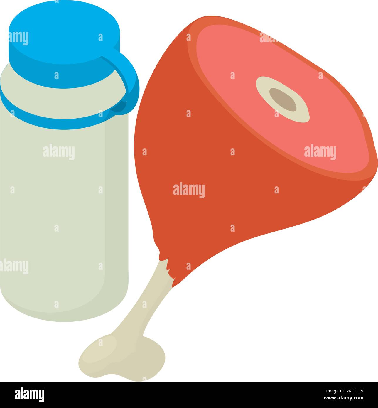 Tourist food icon isometric vector. Cooked meat on bone and water ...