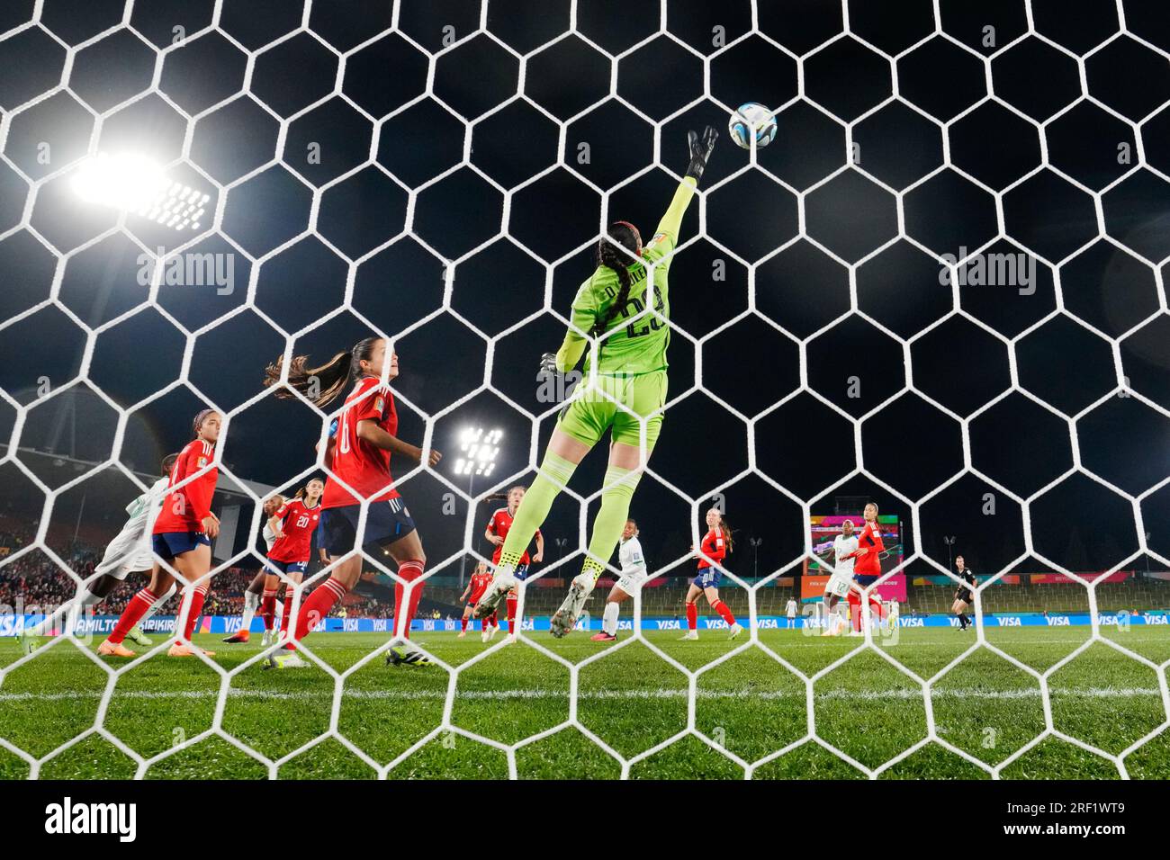Costa Rica's goalkeeper Daniela Solera gives up a goal to Zambia's ...