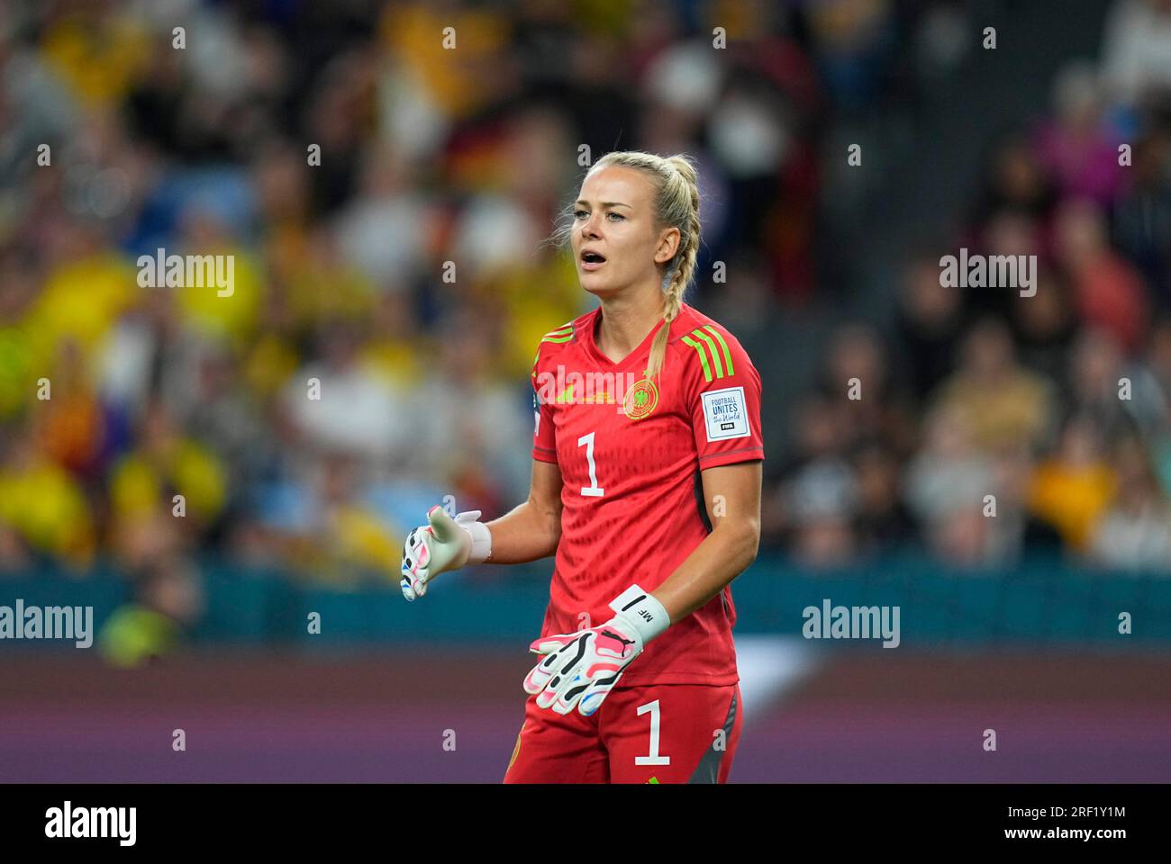 July 30 2023: Merle Frohms (Germany) looks on during a game, at, . Kim ...