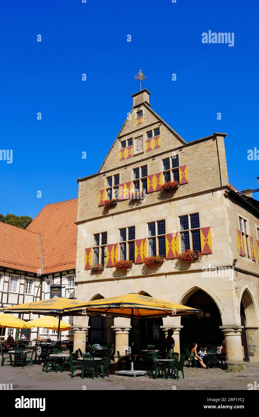 Town Hall and Street Cafe, Werne, North Rhine-Westphalia, Germany Stock ...