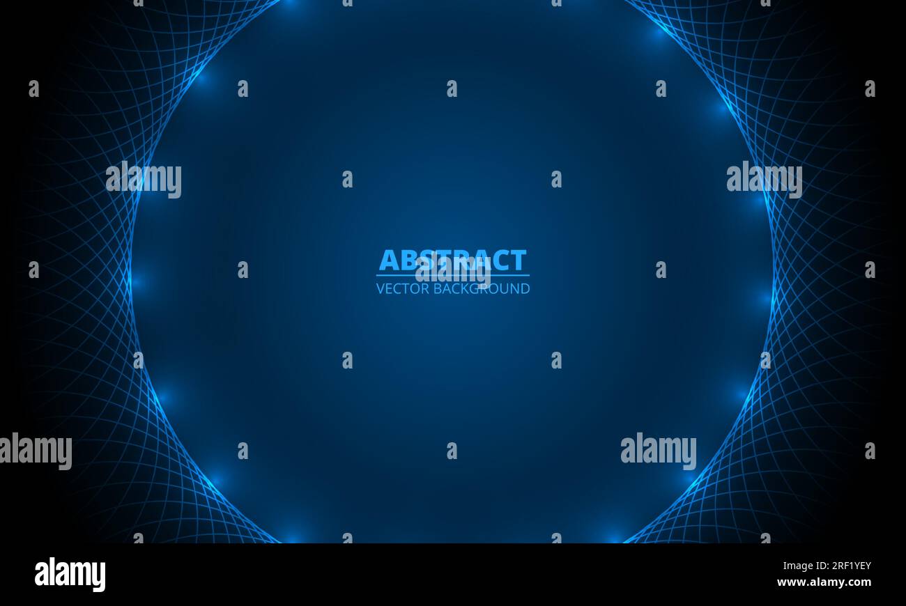 Dark blue abstract background with circle and glowing light effect. Vector illustration Stock ...