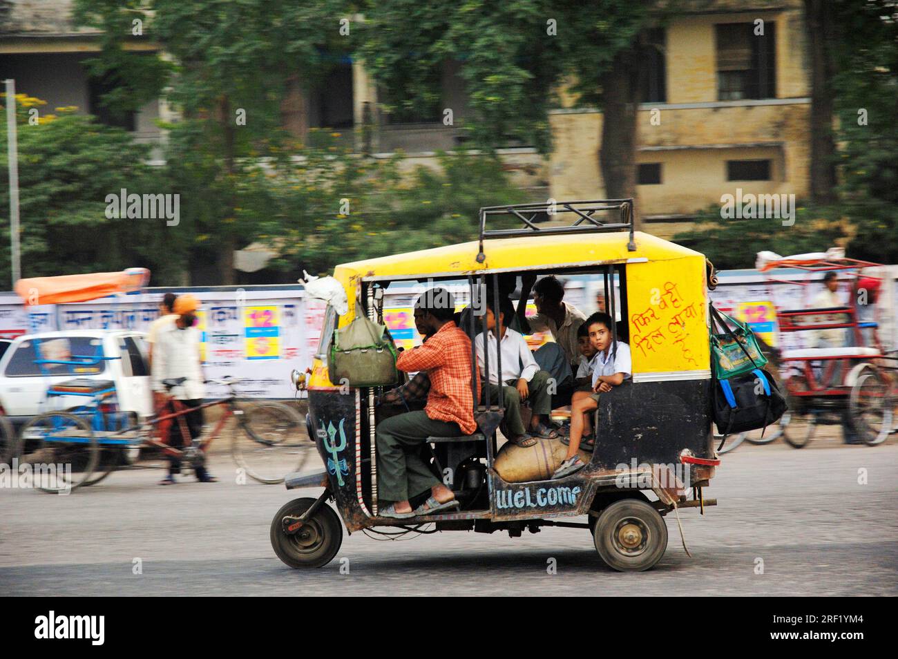 People in an auto-rickshaw, Bharatpur, Rajasthan, India Stock Photo - Alamy