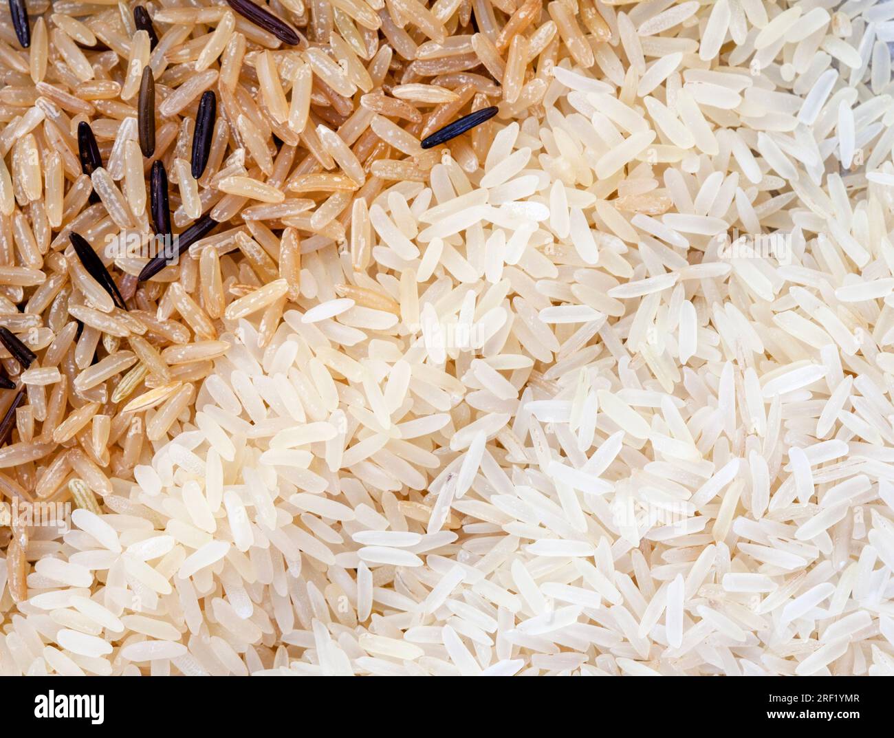 full frame background of white, Basmati and wild rice Stock Photo - Alamy