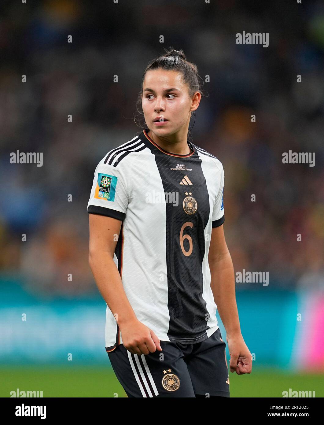 July 30 2023: Lena Oberdorf (Germany) looks on during a game, at, . Kim ...
