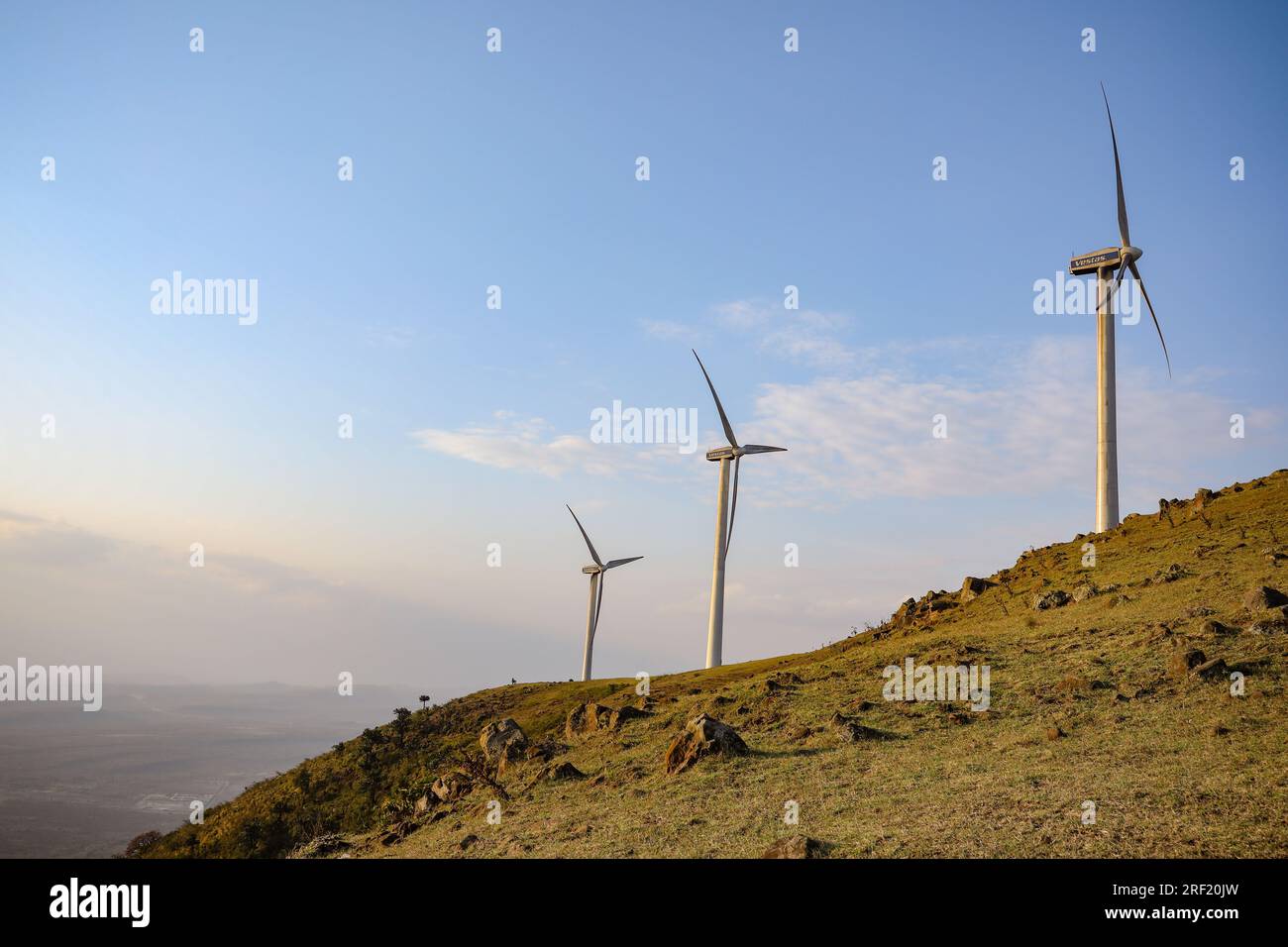 Wind power energy station at the Ngong Hills Forest Reserve ...