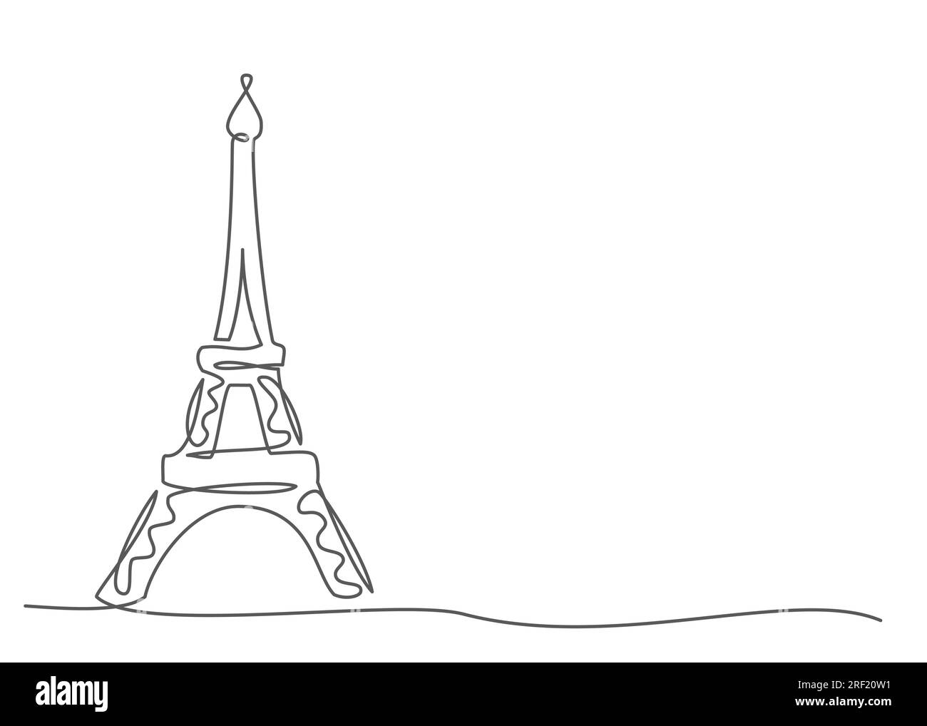 Eiffel tower One line drawing isolated on white background Stock Vector ...