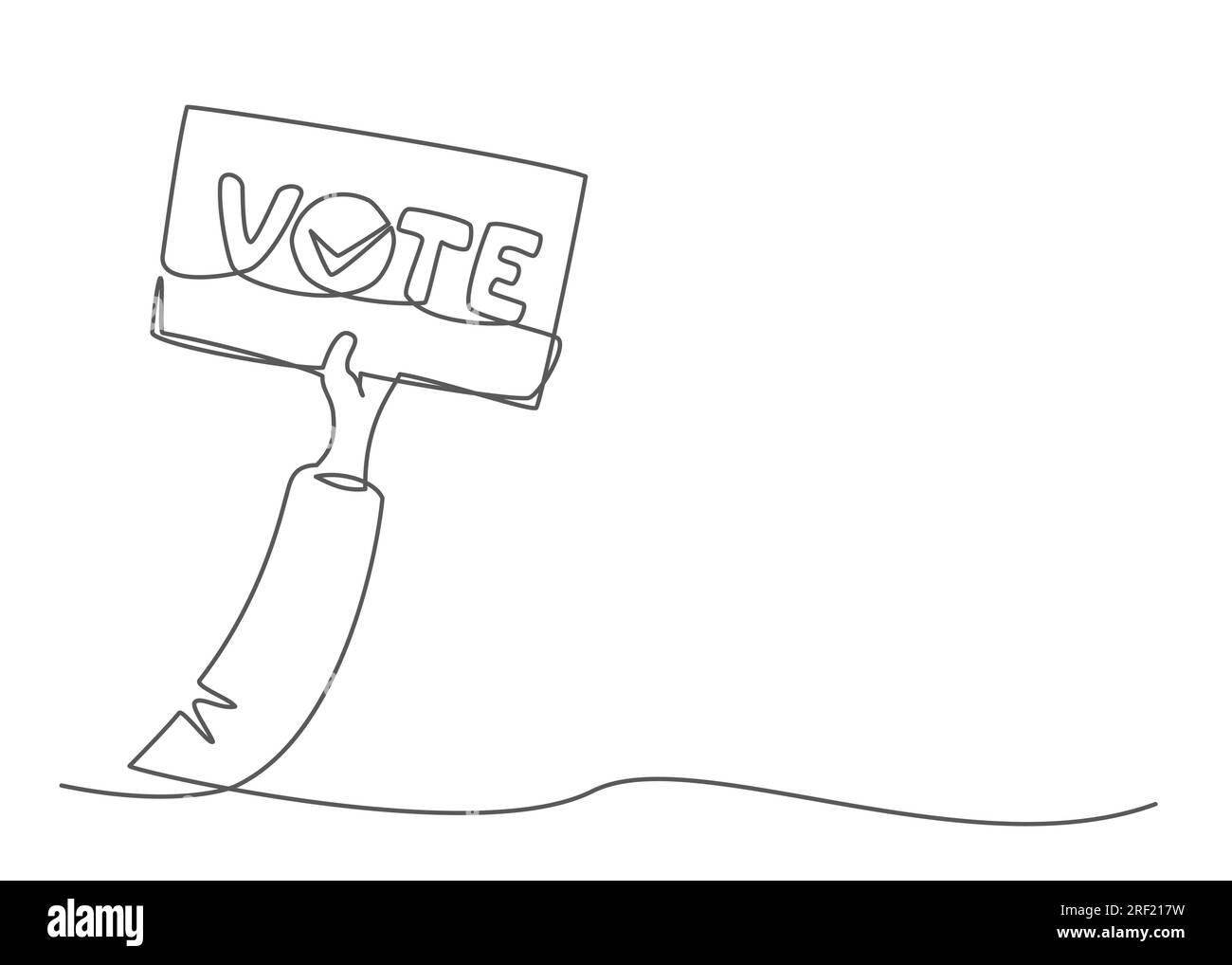 Voting One line drawing isolated on white background Stock Vector Image ...