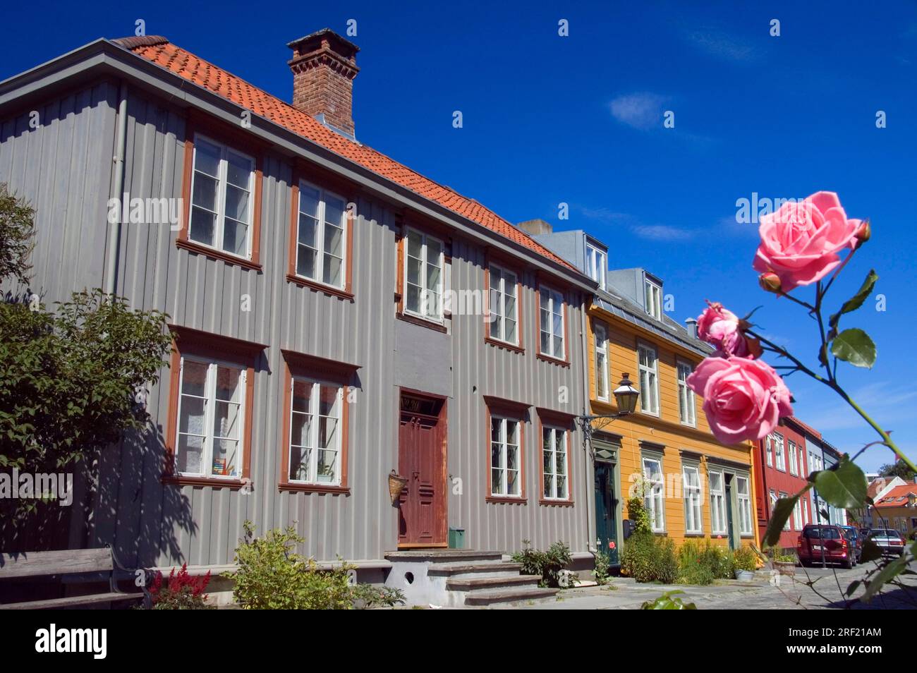Old wooden houses, Mollenberg, Trondheim, Sor-Trondelag, Norway Stock ...