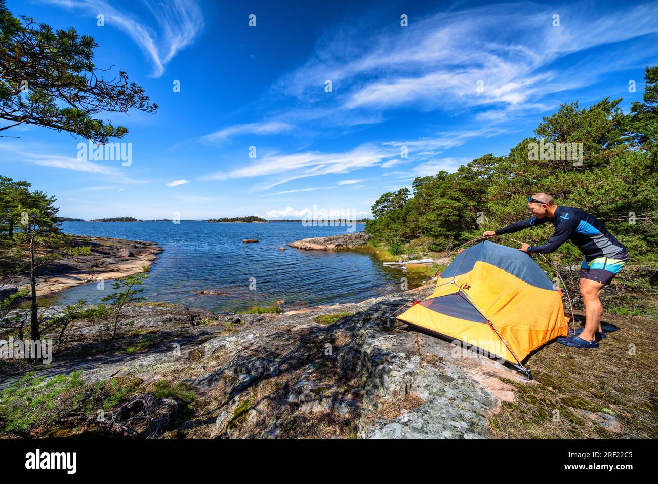 Kayaking and camping at Järvö island, Kirkkonummi, Finland Stock Photo ...
