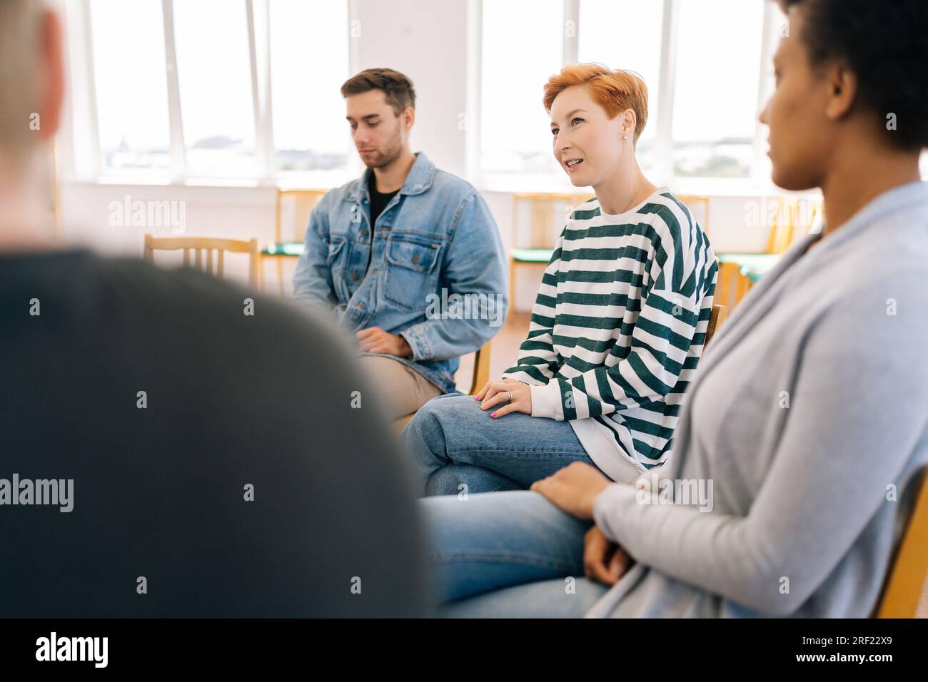 Group portrait patients female psychologist hi-res stock photography ...
