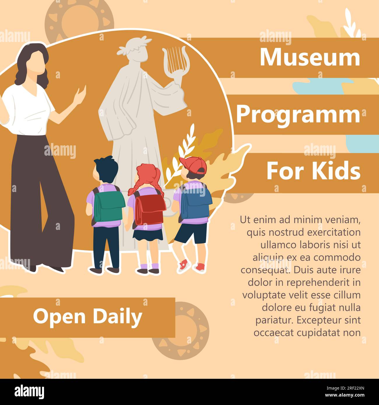 Museum program for kids, open daily exhibition Stock Vector Image & Art ...