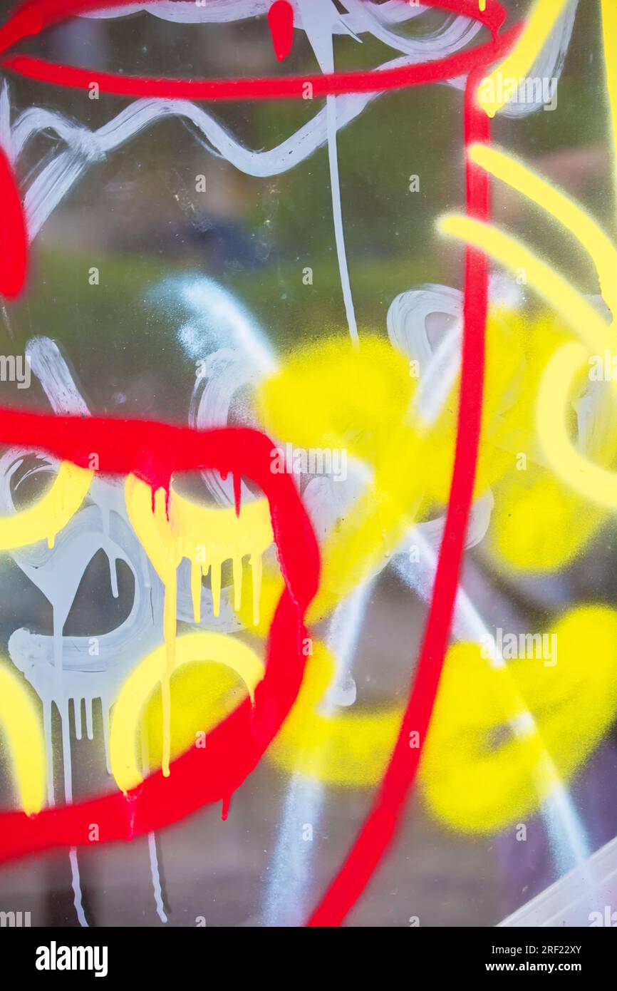 Abstract paint smudges in yellow red and white Stock Photo - Alamy