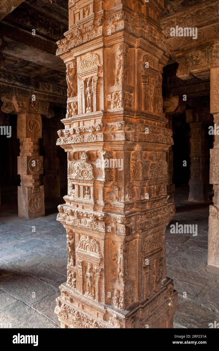Ornamented pillar in detail the Airavateshvara temple 12th century ...