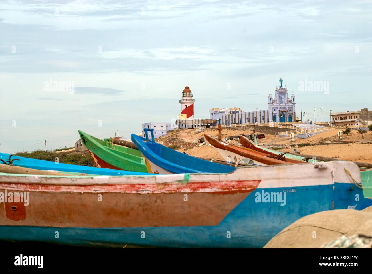 Holy Cross Church built in 1581 and old light house in Manapad near ...