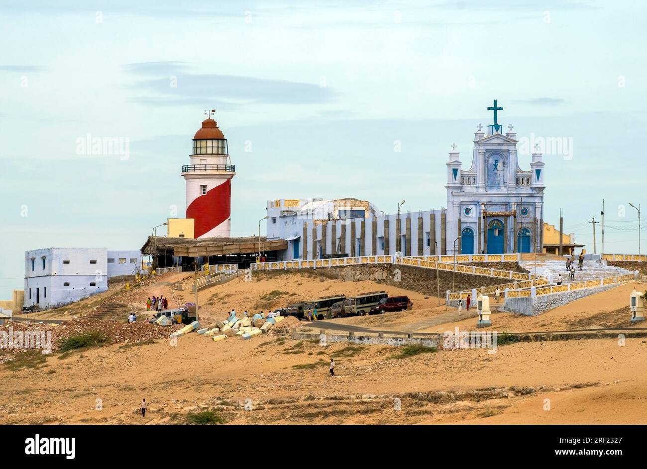 Holy Cross Church built in 1581 and old light house in Manapad near ...