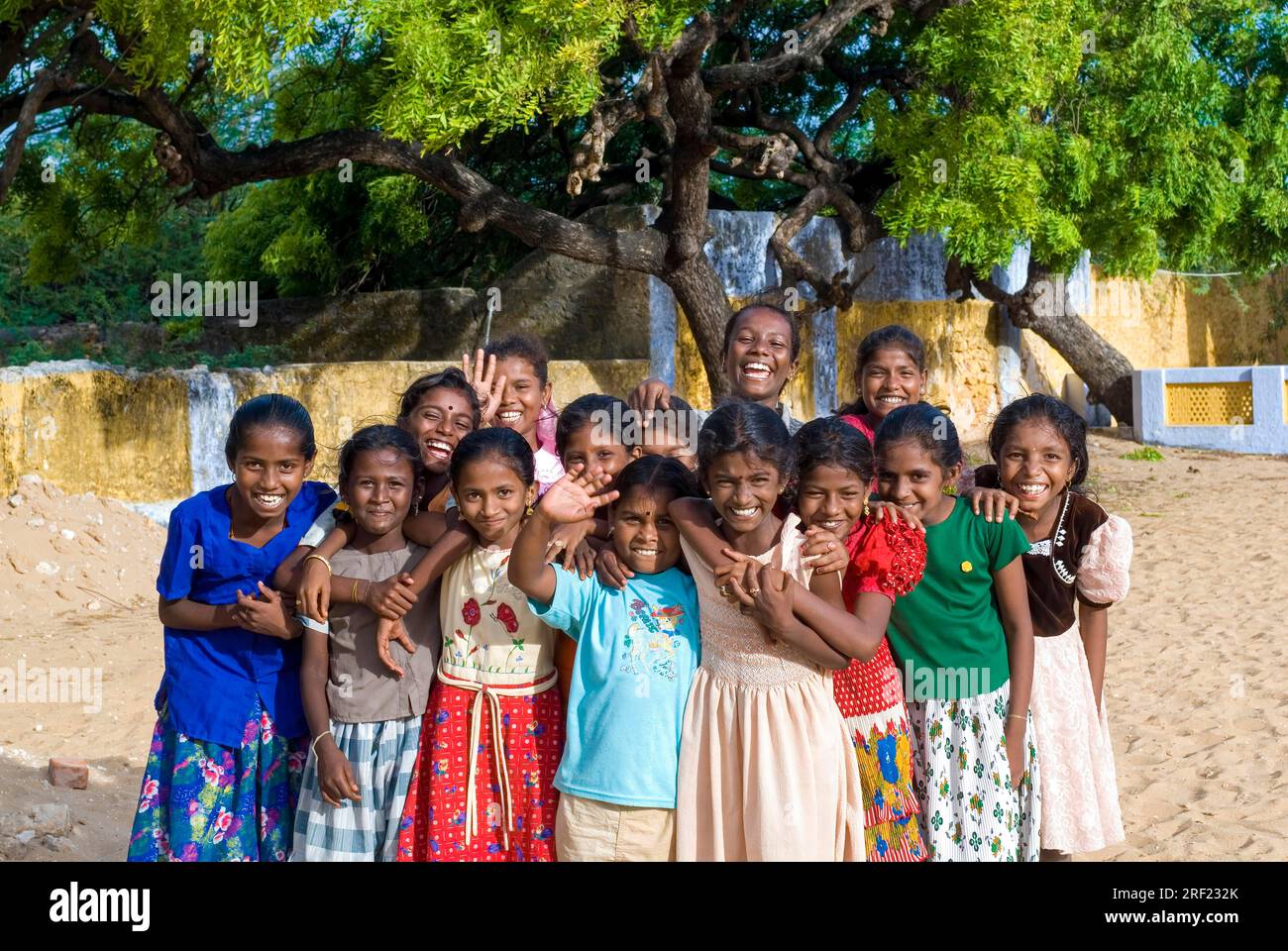 A group of children at Manapad near Tiruchendur, Tamil Nadu, South ...