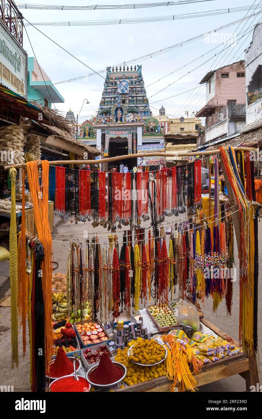 Turmeric kumkum and other pooja puja things in a shop infront of ...