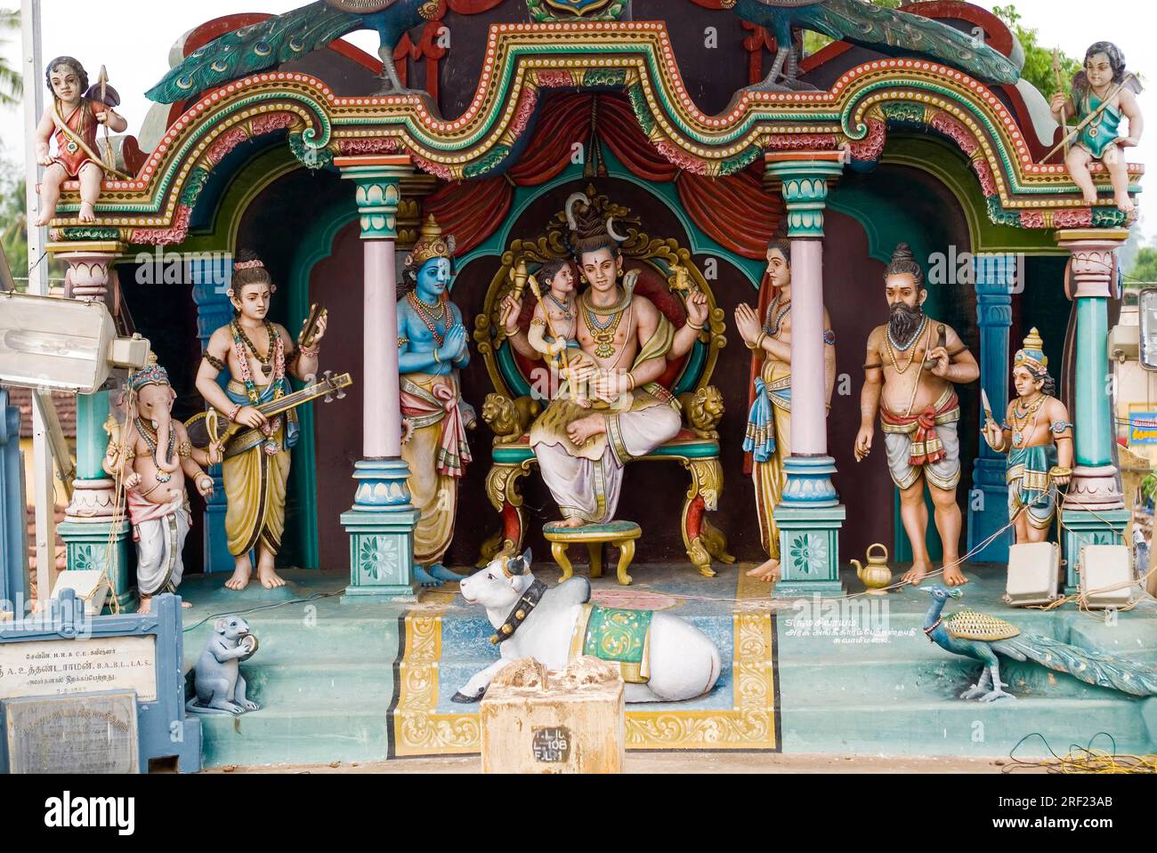 Stucco Sculptures on Hindu temple gopura gopuram tower, Swaminatha ...