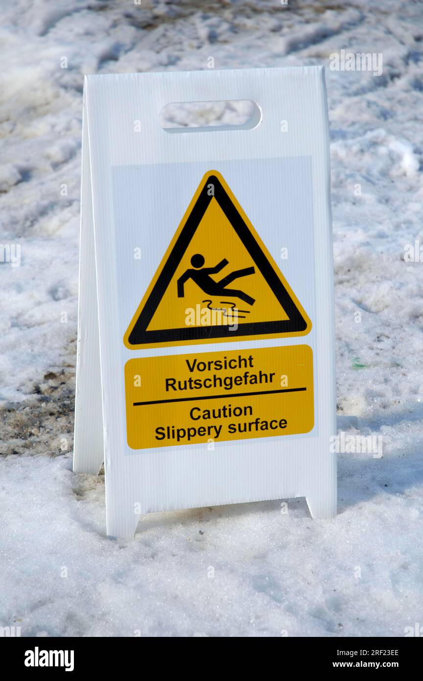 Sign 'Caution Slippery surface', Sign 'Caution Slippery surface' Stock ...