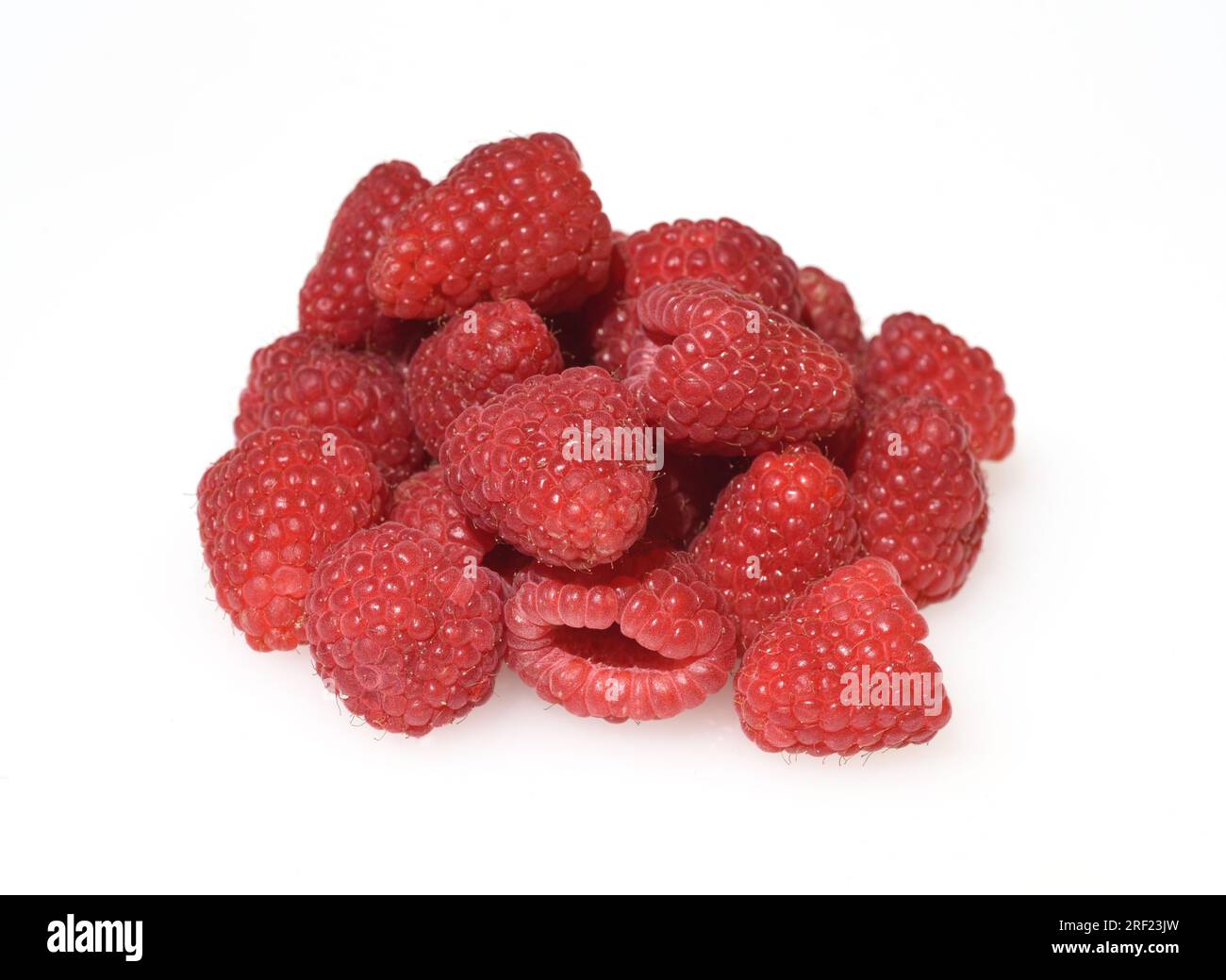Raspberries, Rubus idaeus, is a tasty berry plant with red berries ...