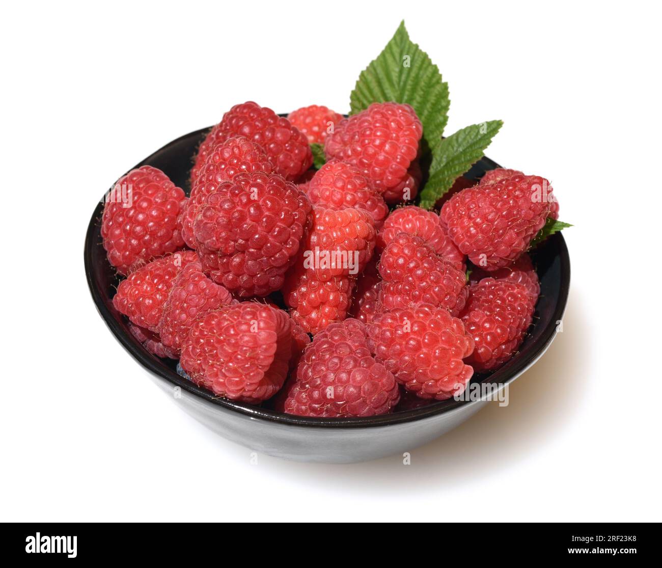 Raspberries, Rubus idaeus, is a tasty berry plant with red berries ...