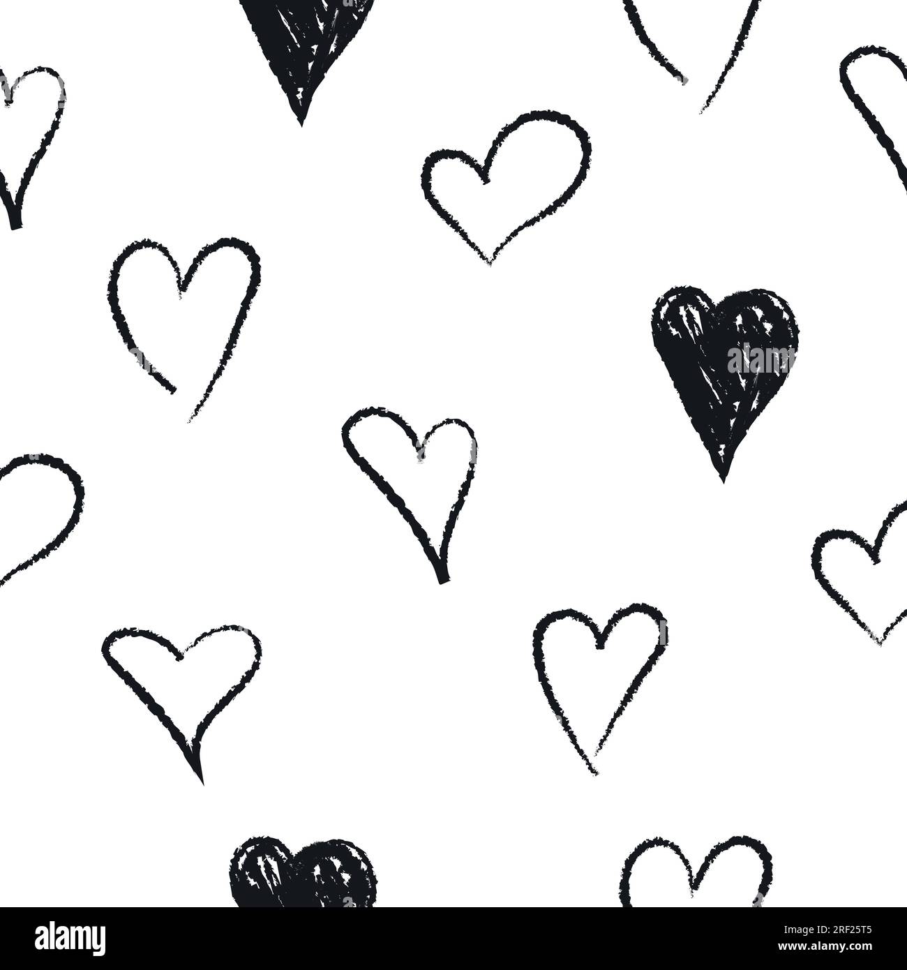 Vector seamless heart pattern in graphic style. Hearts of different ...