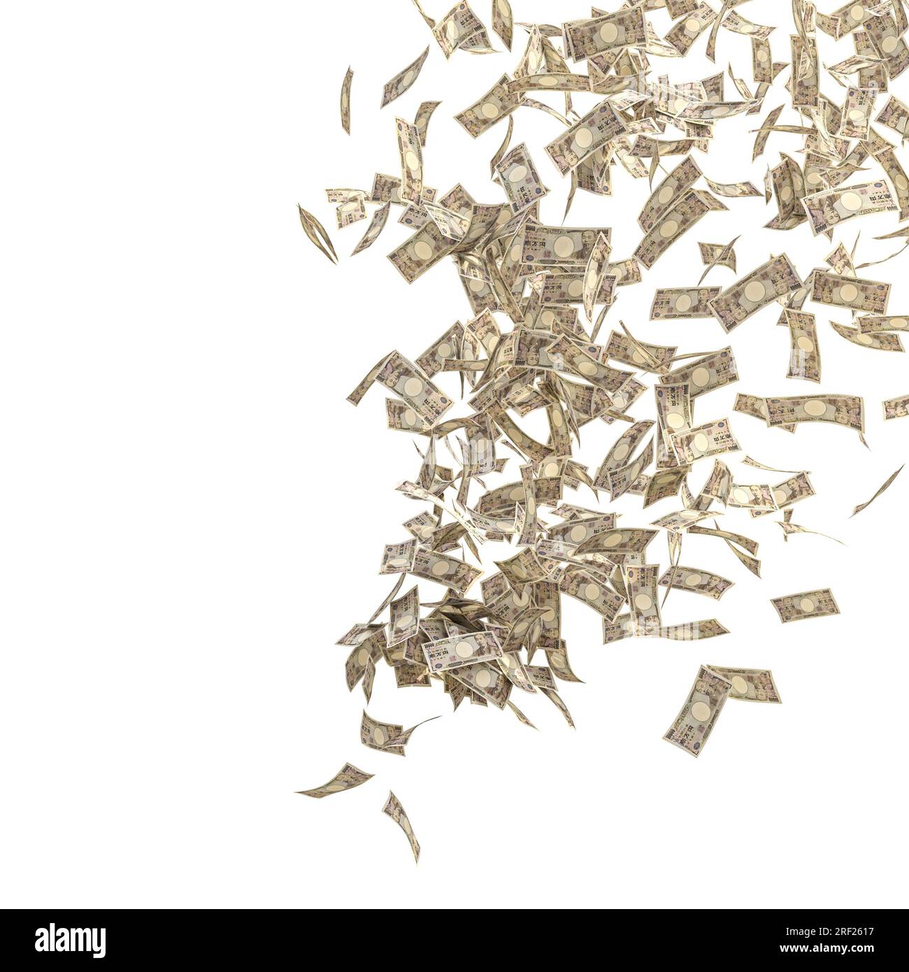 yen money rain isolated on white 3d render Stock Photo - Alamy