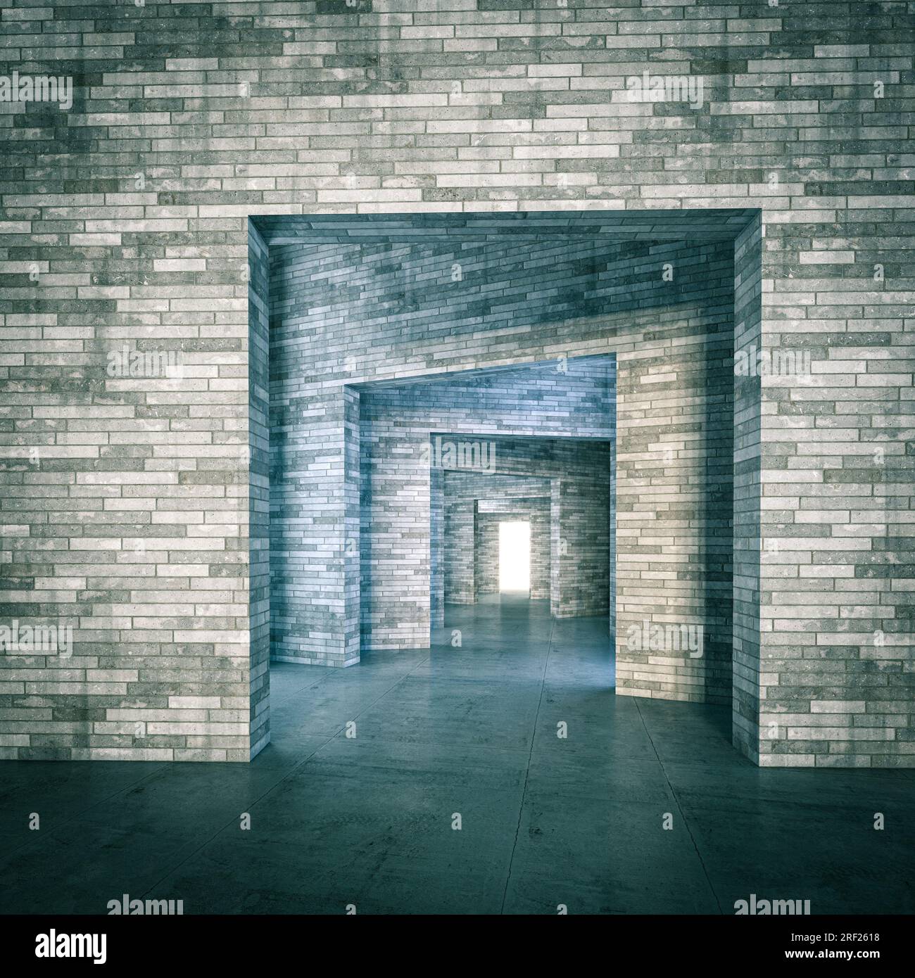 stone structure with portals and corridor. 3d render Stock Photo - Alamy