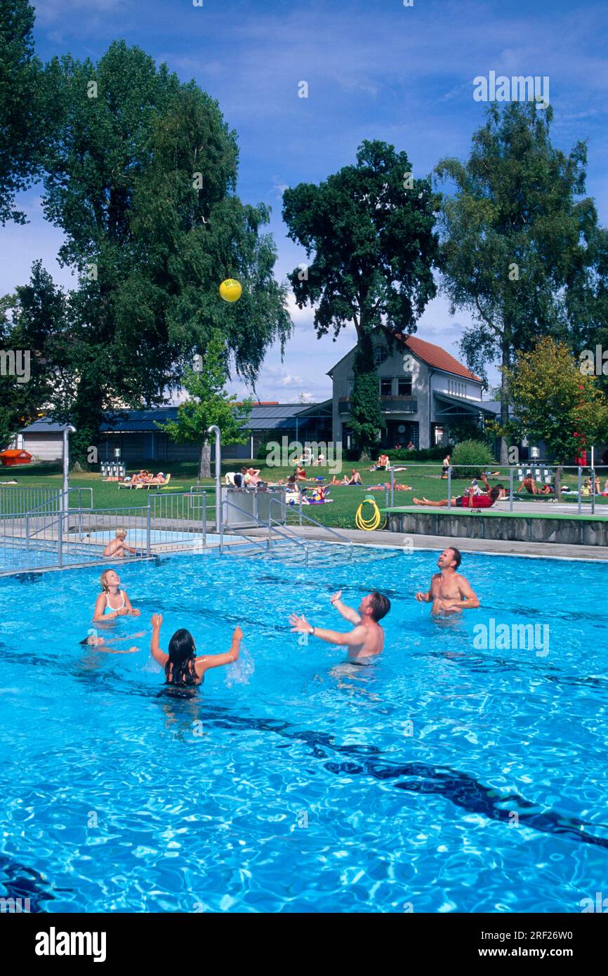 Swimming pool, Langenargen, Lake Constance, Baden-Wuerttemberg, Germany ...