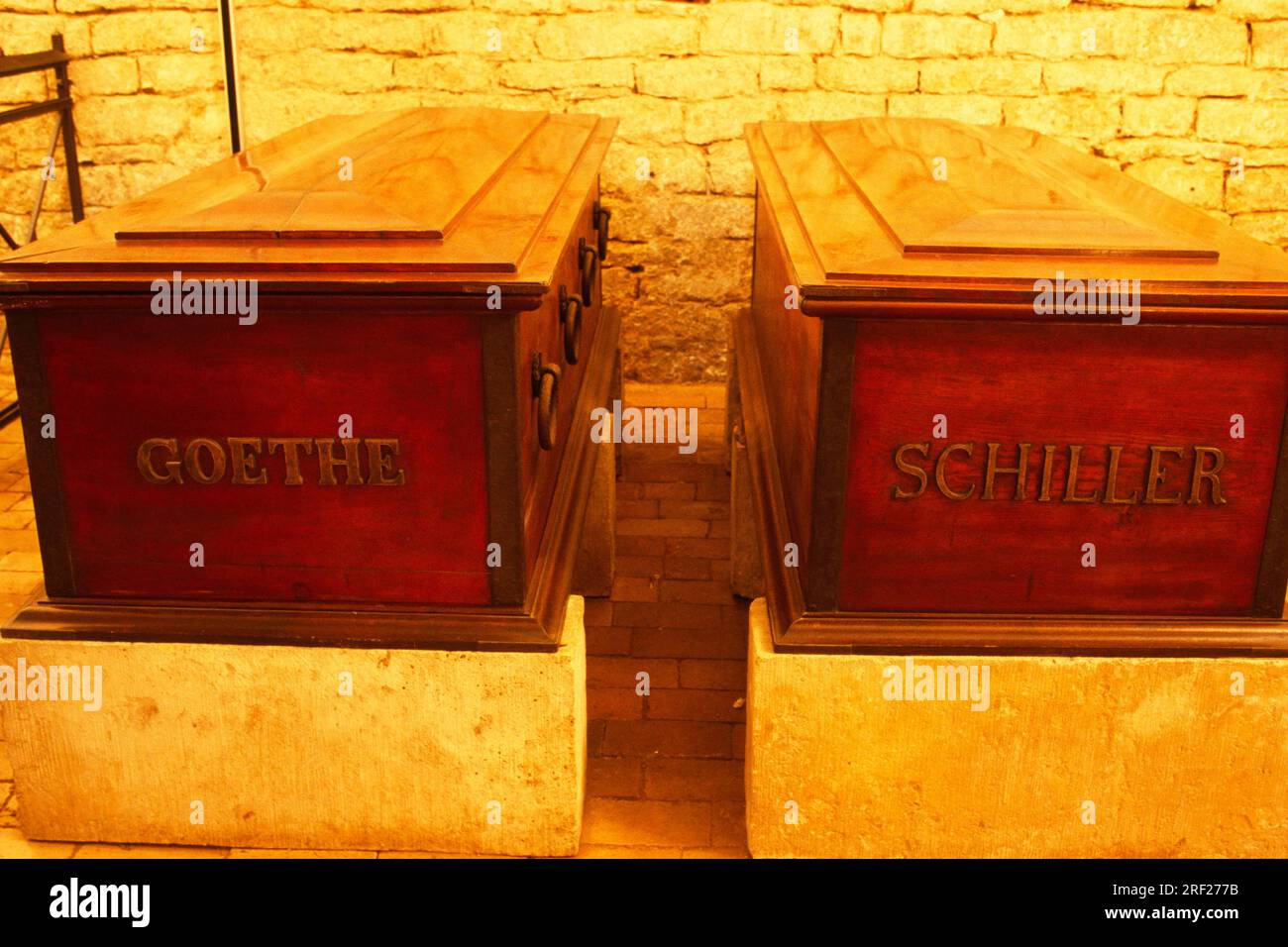 Coffins of Goethe and Schiller, princely crypt, Weimar, Thuringia ...