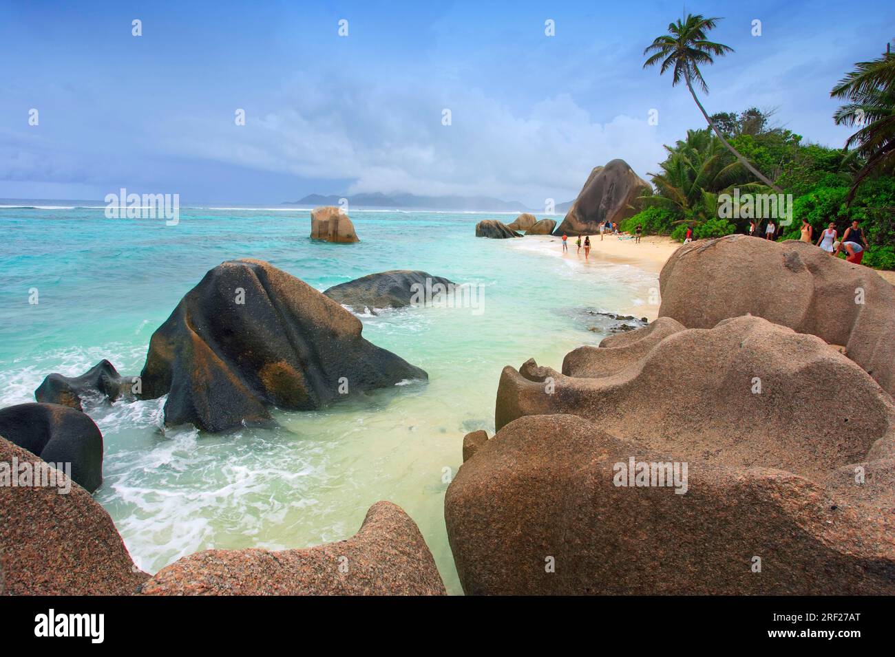 Beach with granite rocks, Anse Source d'Argent, La Digue Island, Indian ...