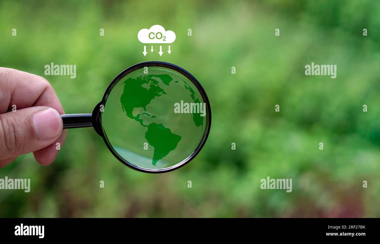 CO2 emission reduction concept, clean and friendly environment without ...