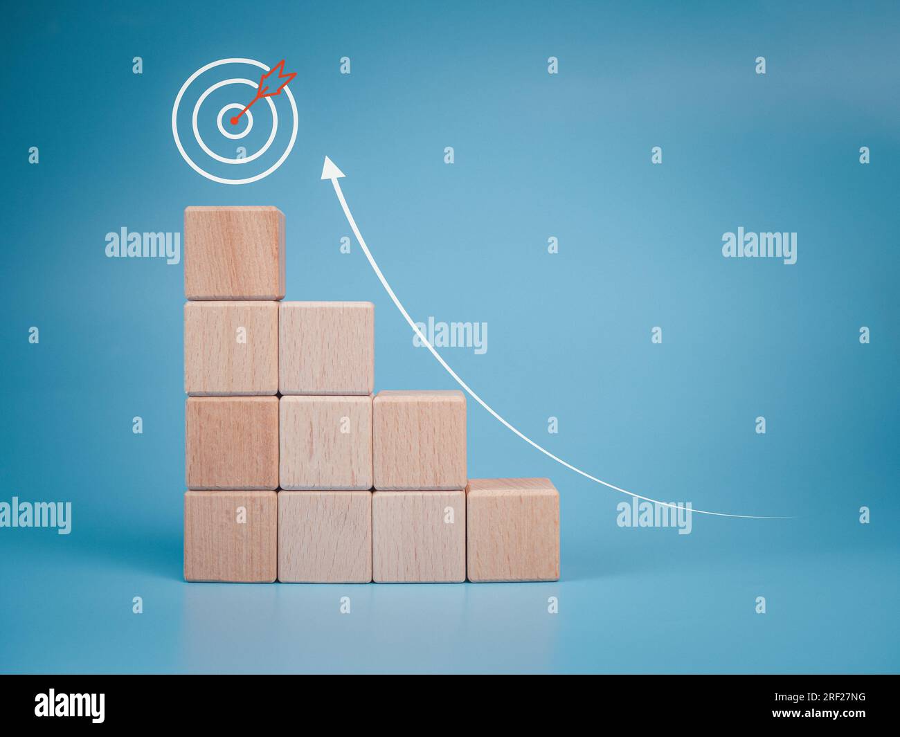 Wood cube block stacking with icon.Concept of business strategy and ...