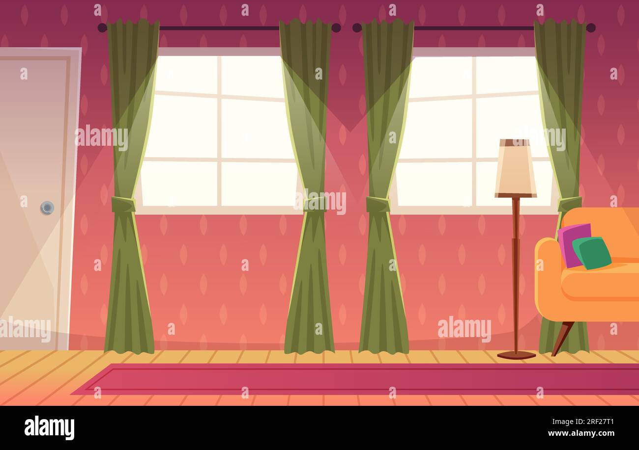 Interior living room. Indoor background with soft light windows and ...