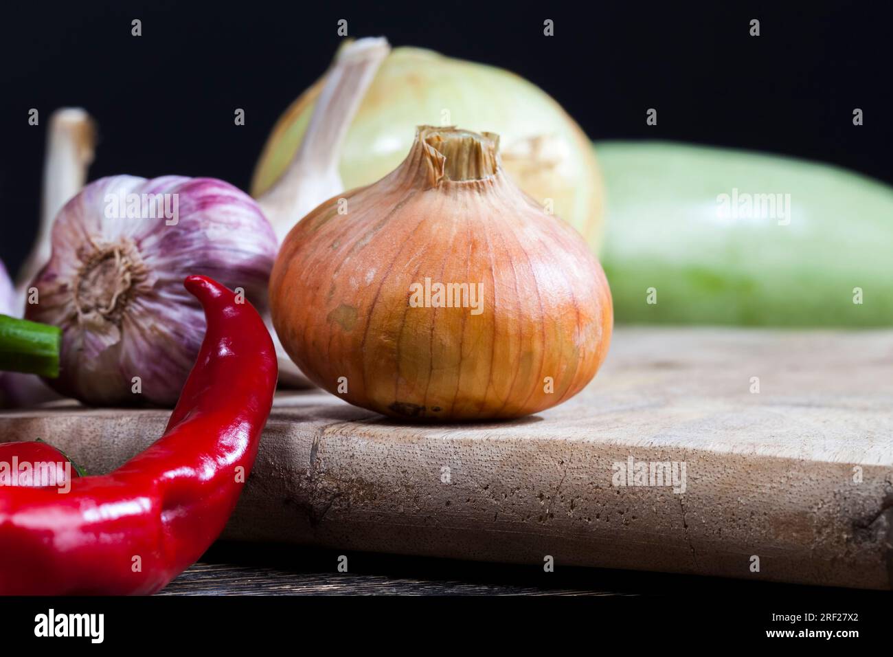 natural food grown on an organic farm, vegetables are on the old ...