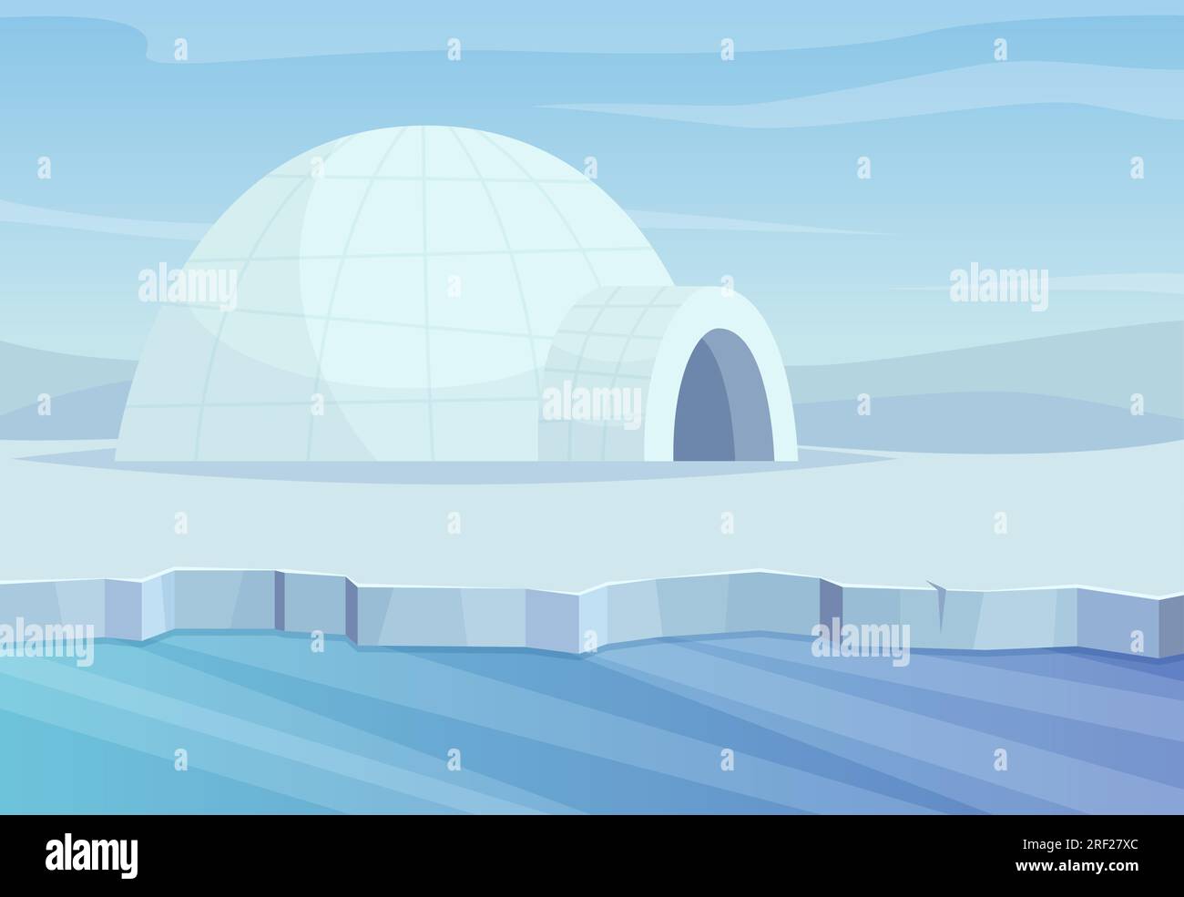 North pole. Cartoon background in cold winter outdoor landscape. Vector ...