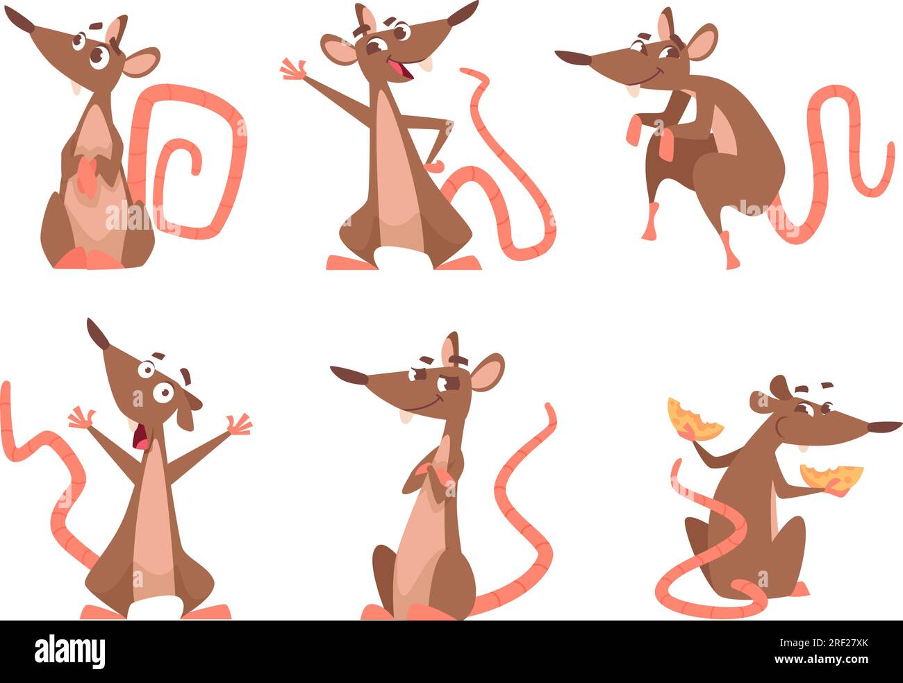 Cartoon rat. Lab mouse in action poses exact cute vector character ...