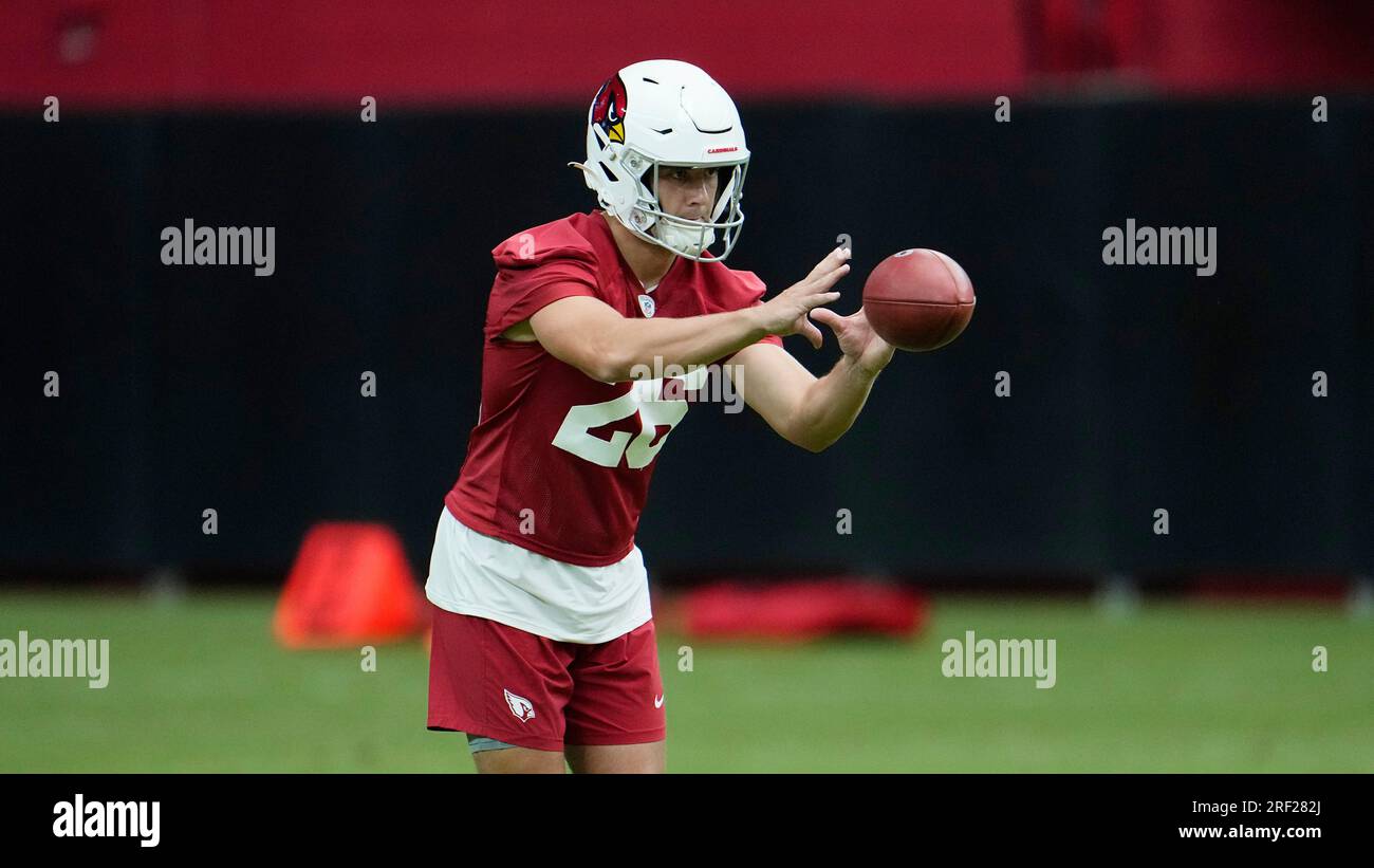 Arizona Cardinals punter Matt Haack reaches out to catch the ball ...